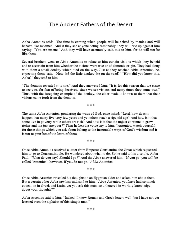 The Ancient Fathers of The Desert | PDF | Eucharist | Prayer
