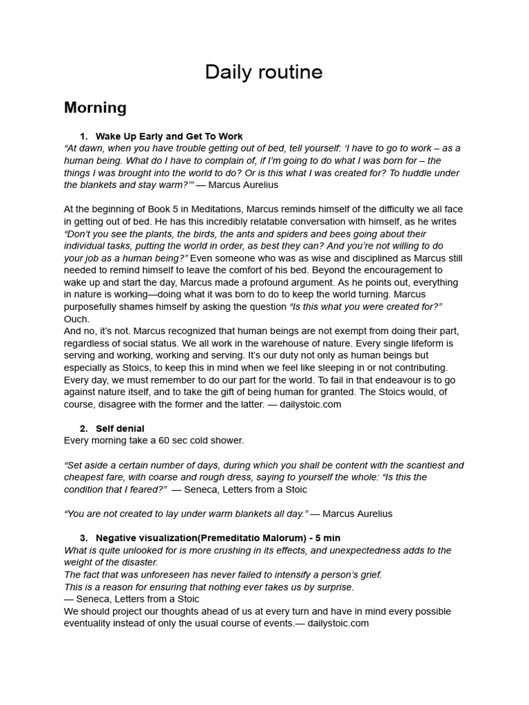 Daily Stoic Routine Guide | PDF | Meditation | Mindfulness