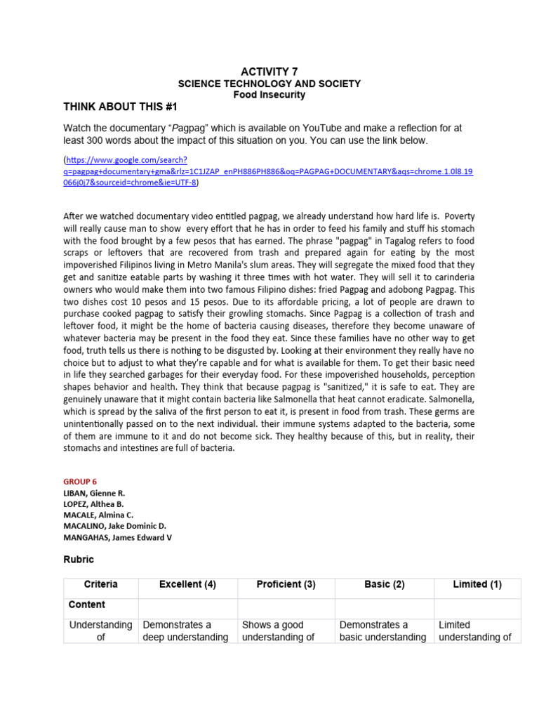Share ACTIVITY-7-Food-Insecurity-1st-sem-23-24 | PDF