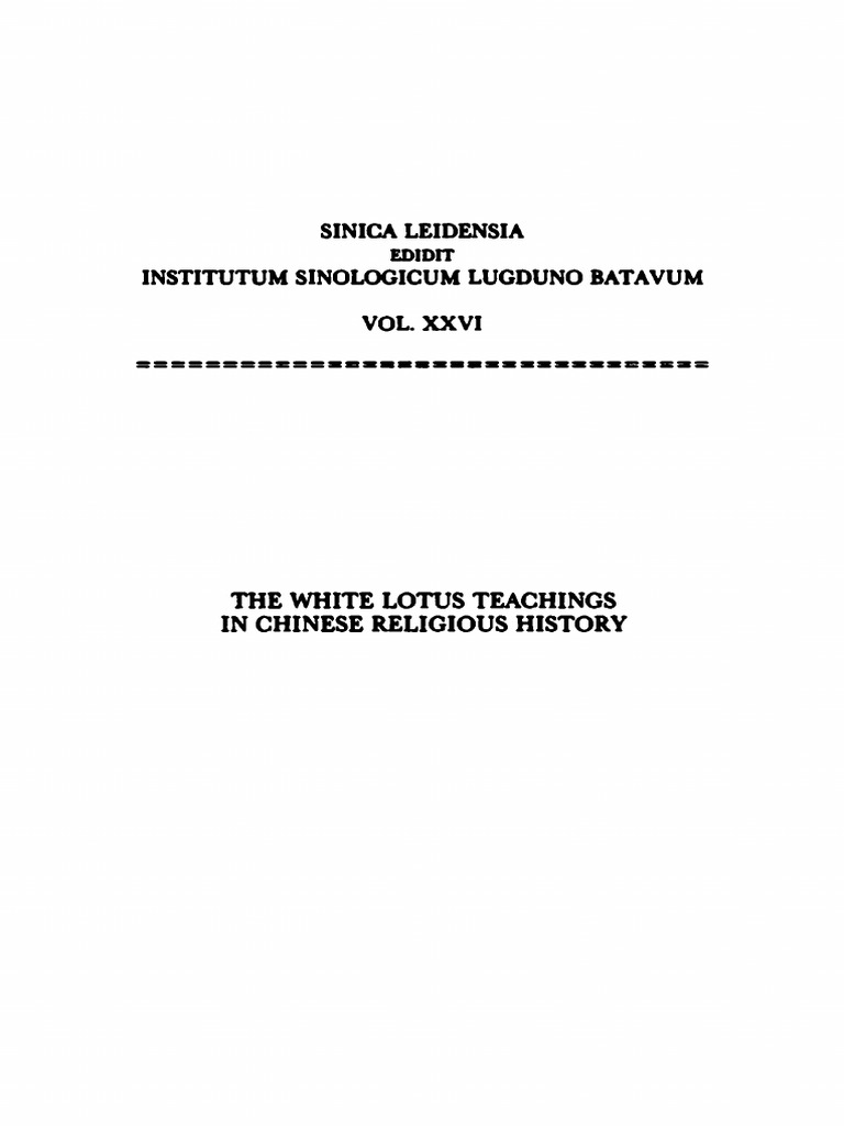 The White Lotus Teachings in Chinese Religious History (B. J. Ter Haar ...