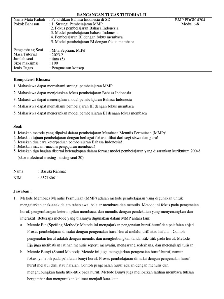 Tugas Tutorial 2 PBI - 857160611 - Basuki Rahmat | PDF