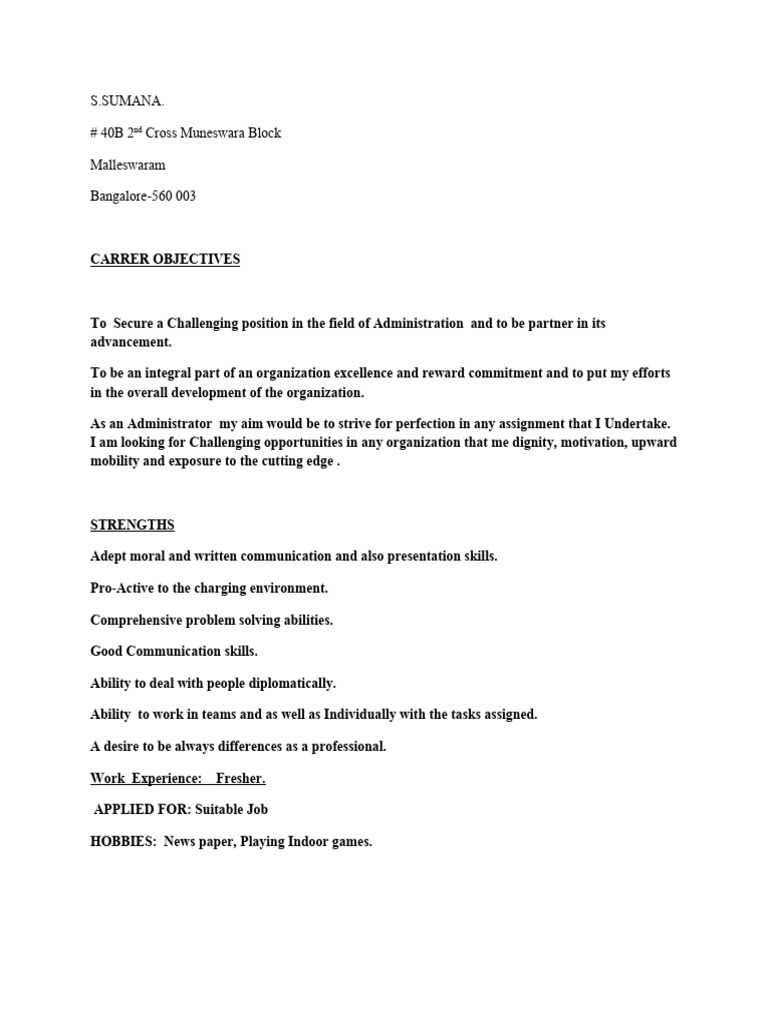 CV Sumana | PDF