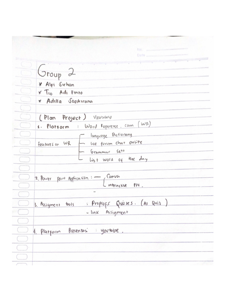 Tio Adi Finto Group 2 Project Plan Ict | PDF