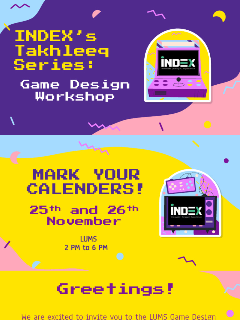 LUMS INDEX Game DEsign Workshop Invitation | PDF