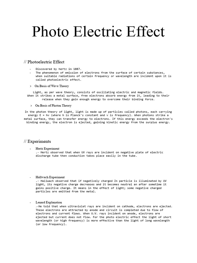 Photoelectric Effect | PDF