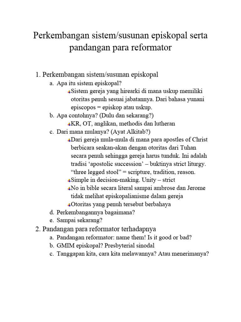 Pemahaman Sistem Episkopal dalam Gereja | PDF | Ilmu Sosial | Filsafat