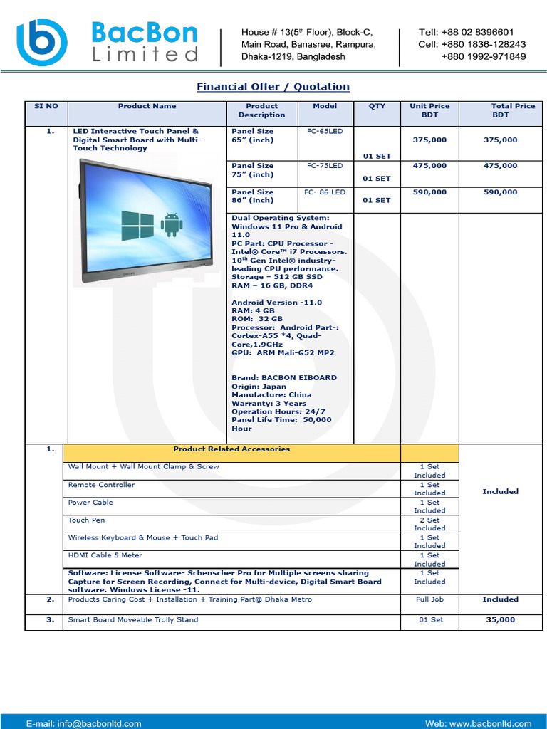A Update - Price Quotation For BACBON IFP | PDF | Android (Operating System) | Mobile App