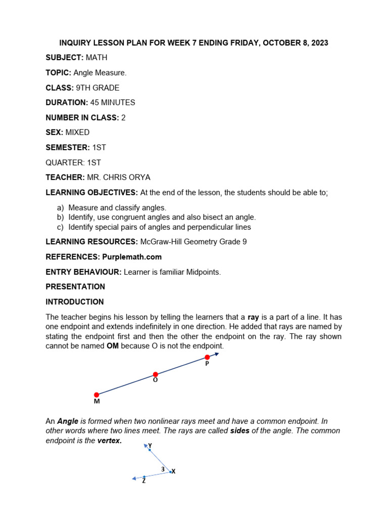 Math Week 7 Ninth Grade | PDF | Angle | Classical Geometry