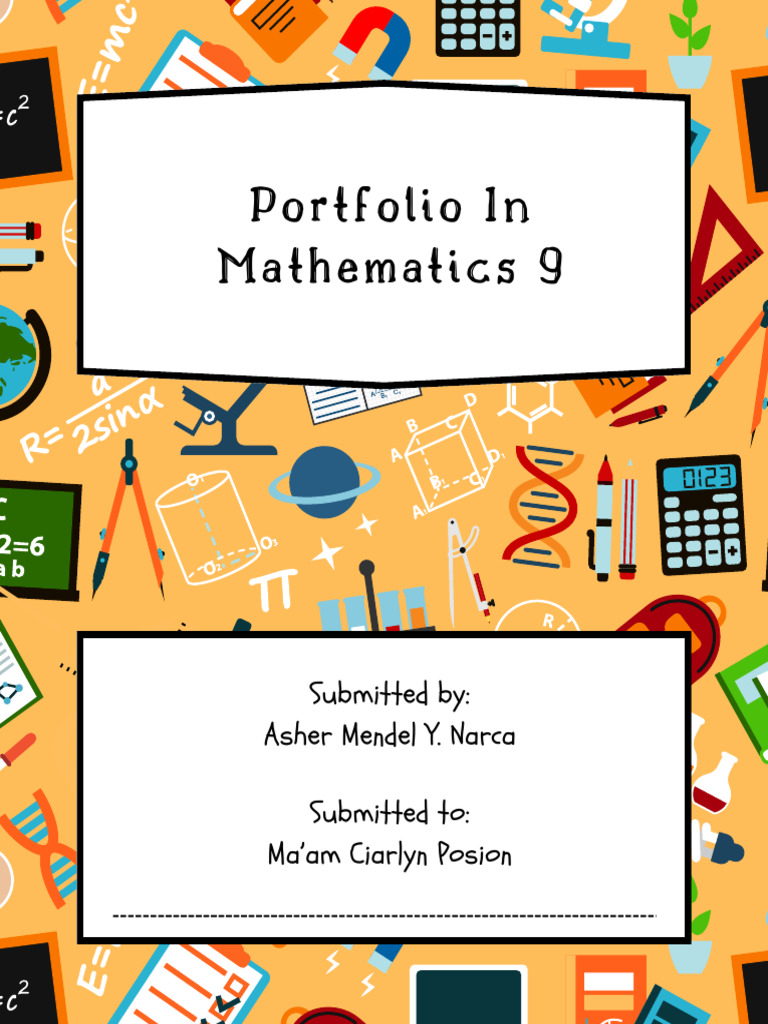 Math Digital Notebook Cover In Yellow Illustrative Style | Pdf
