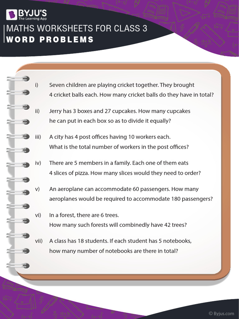 Word Problems For Class 3 Worksheet 3 | PDF