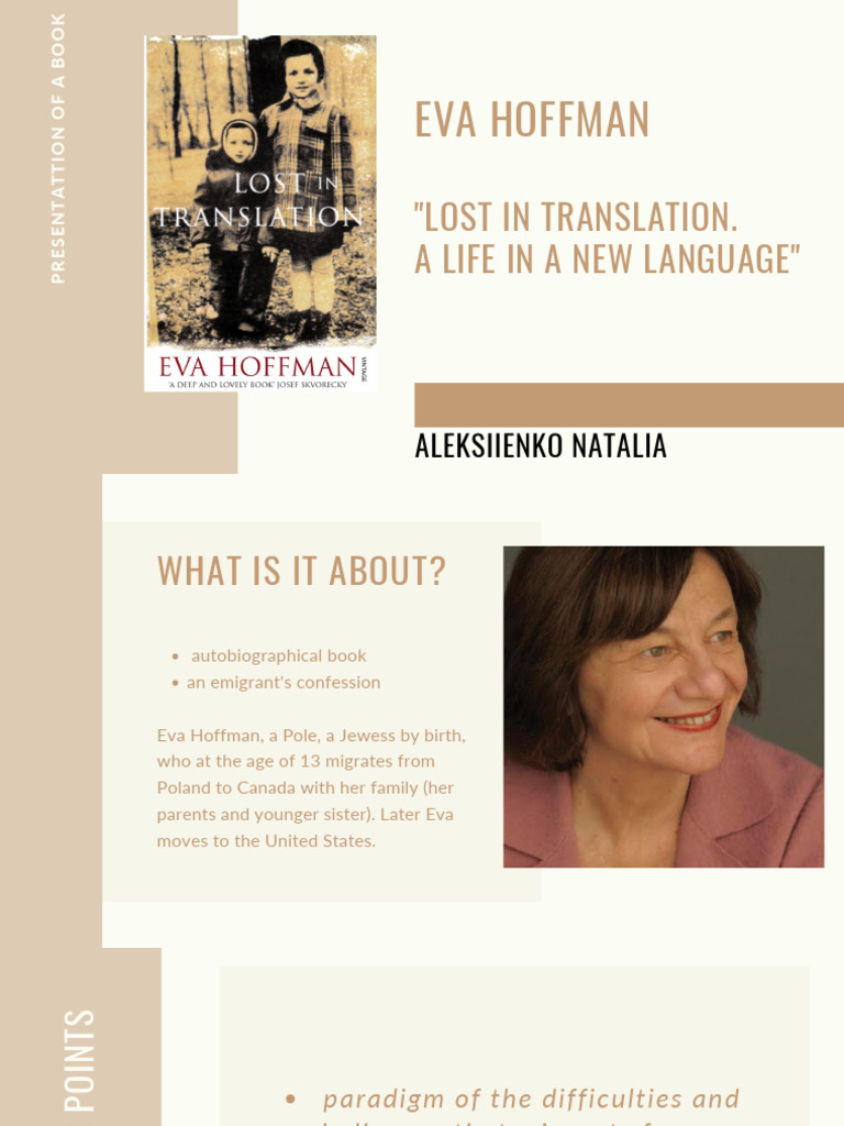 Eva Hoffman Lost in Translation. A Life in A New Language - Aleksiienko | PDF | Antisemitism