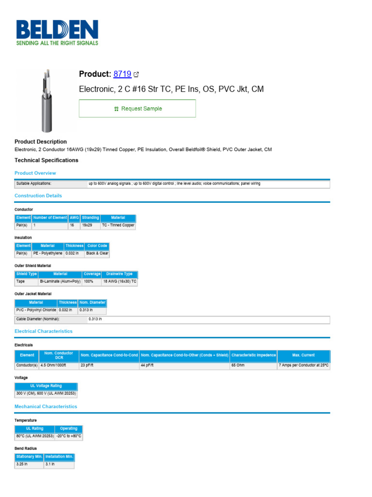 Belden Wire | PDF | Electrical Conductor | Electrical Wiring