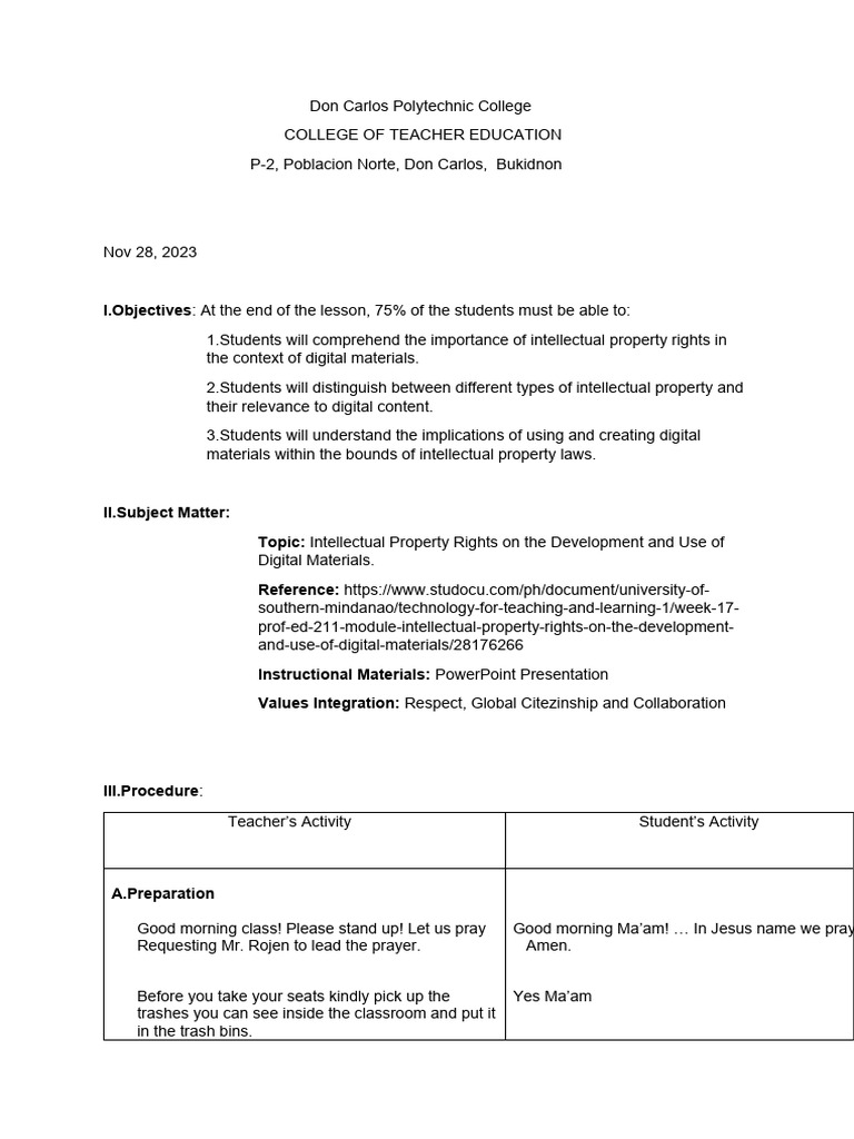 Lesson Plan | PDF | Plagiarism | Copyright