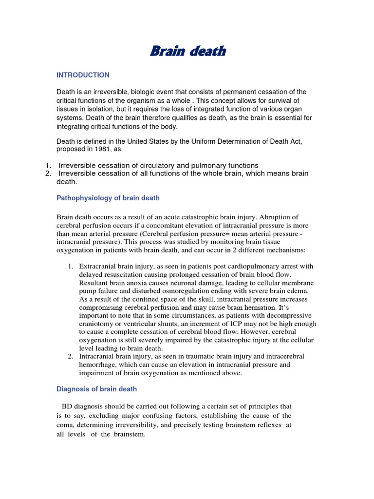 Brain Death | PDF | Traumatic Brain Injury | Death