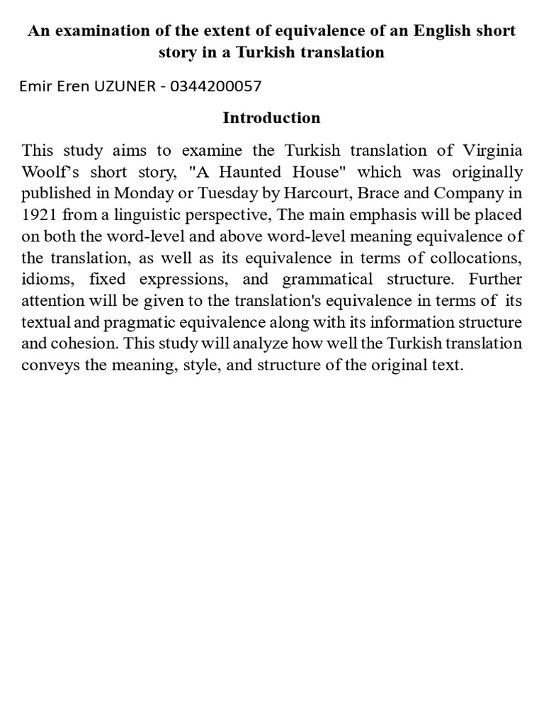 Dilbilimi Metin Cevirileri Final Odevi - 11.06.23 - Emir Eren Uzuner | PDF | Translations ...