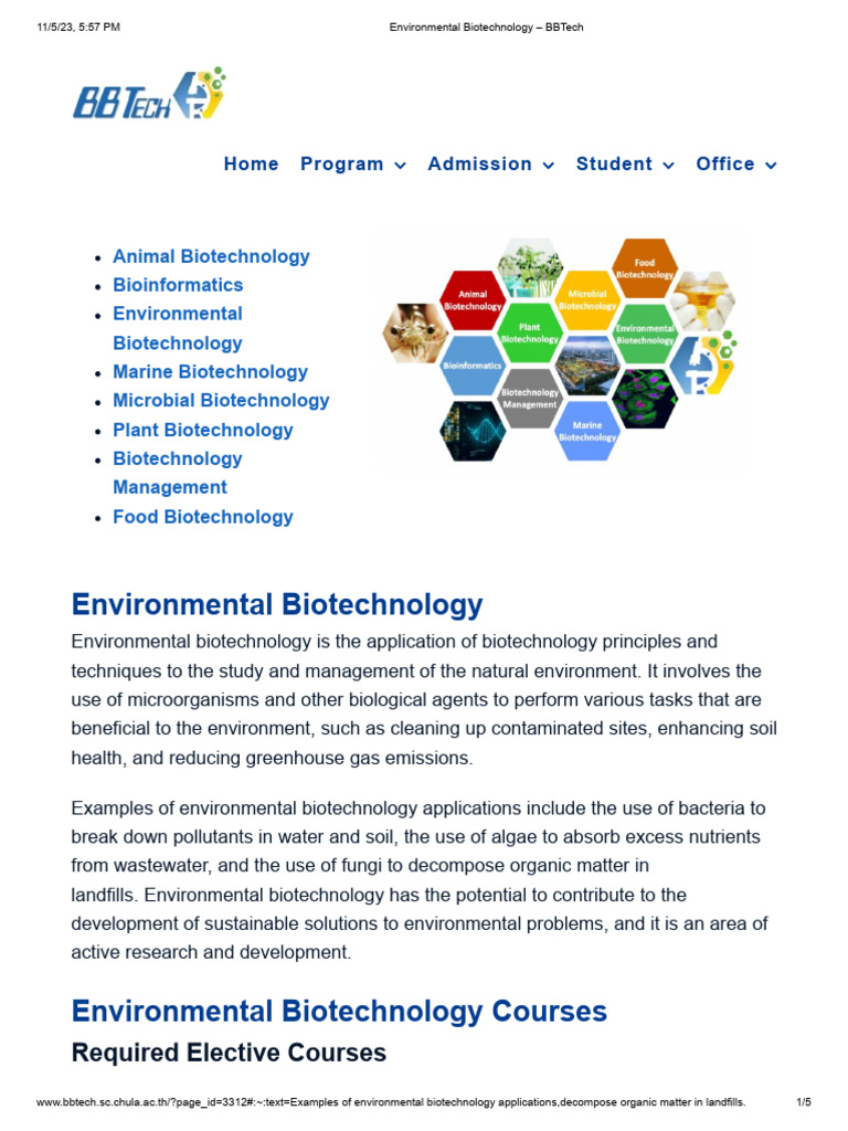 Environmental Biotechnology - BBTech | PDF | Biotechnology | Dna Sequencing