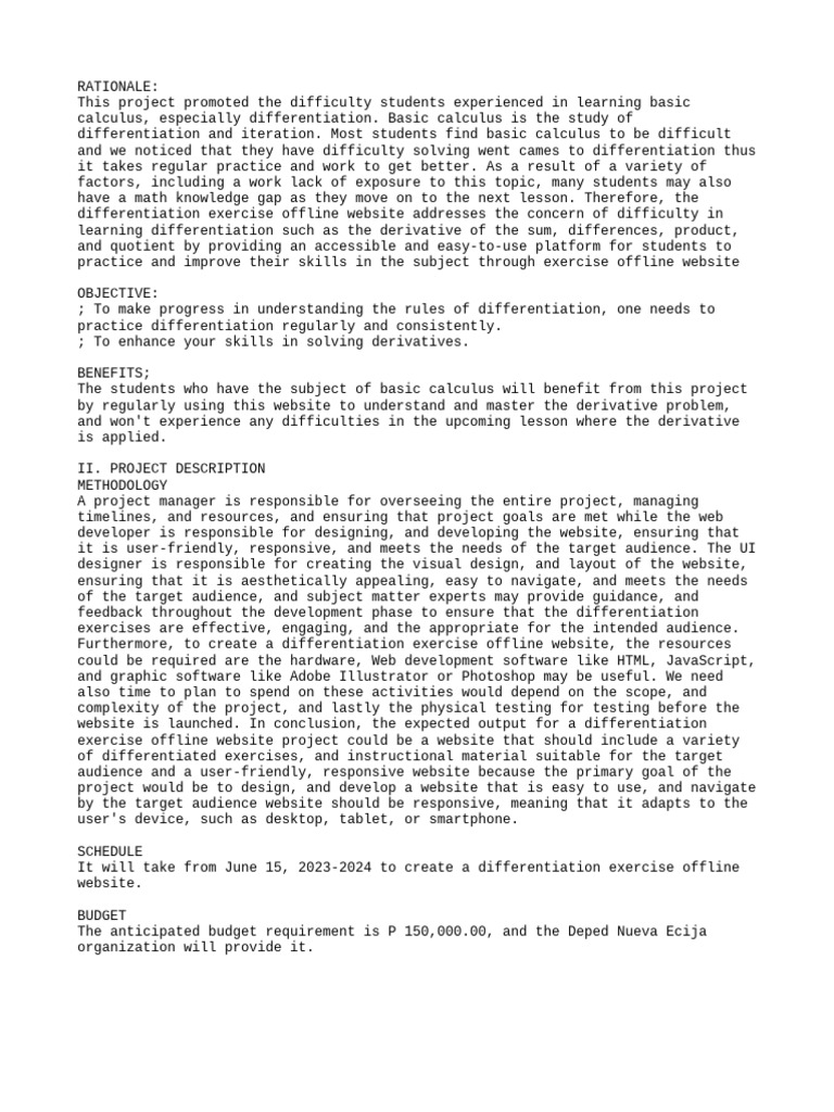 Project Proposal | PDF | Usability | Derivative