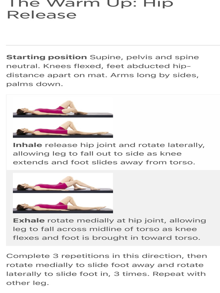STOTT PILATES Warm Up Hip Release Merrithew® | PDF | Anatomical Terms ...