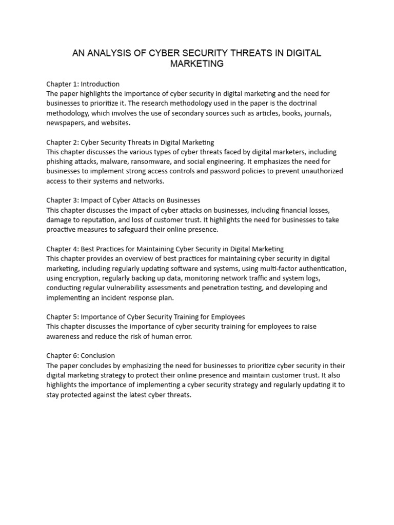 Outline - An Analysis of Cyber Security Threats in Digital Marketing ...