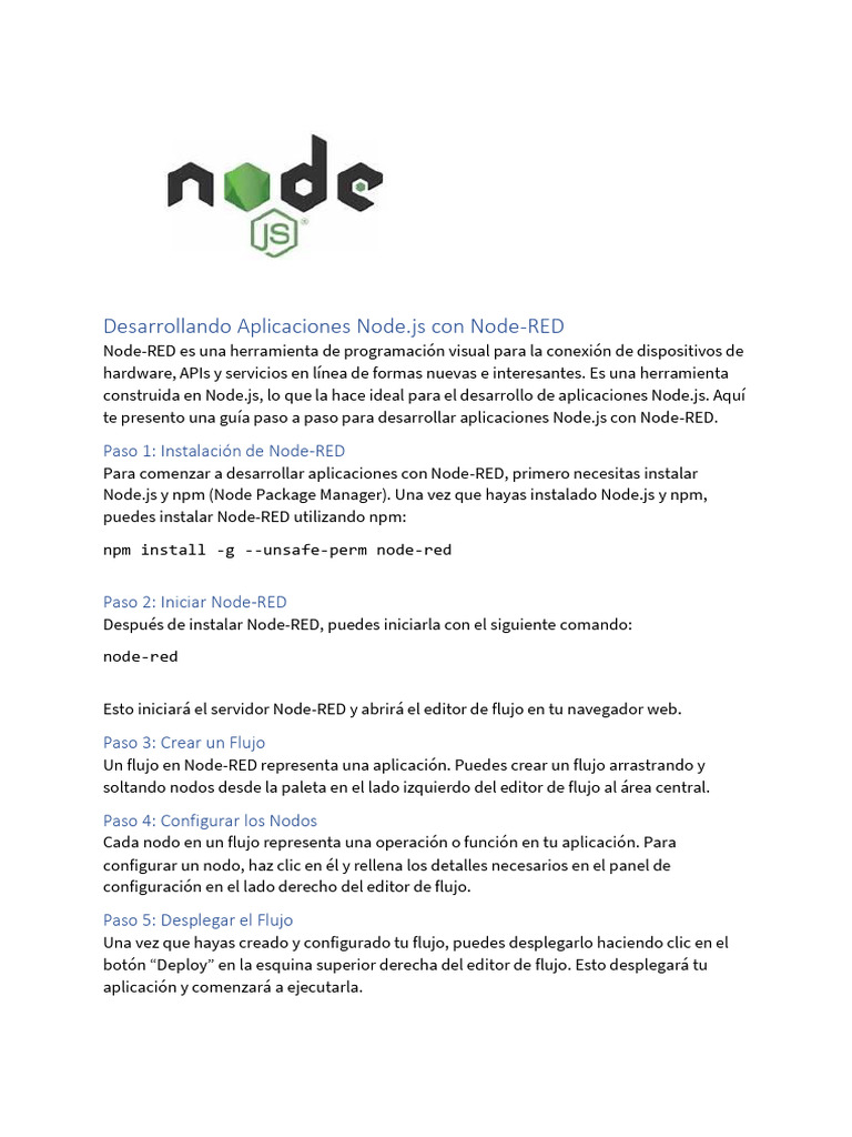 Desarrollando Aplicaciones Node - Js Con Node-RED | PDF | Computación ...