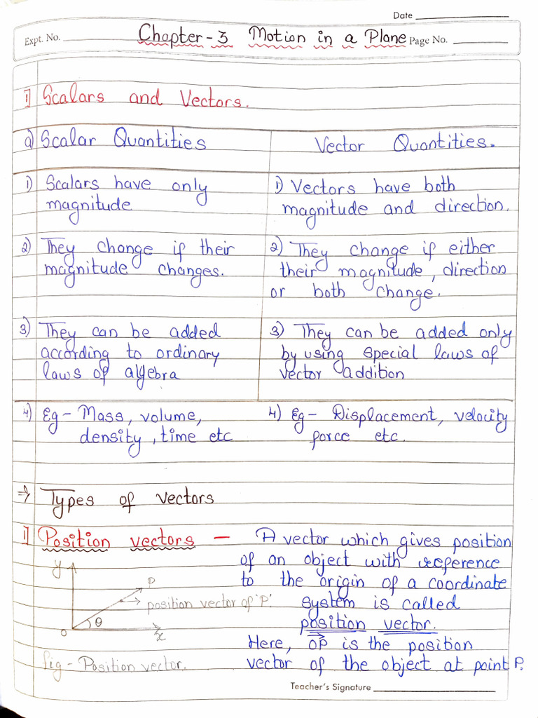Chapter 3 Motion in Plane Notes | PDF