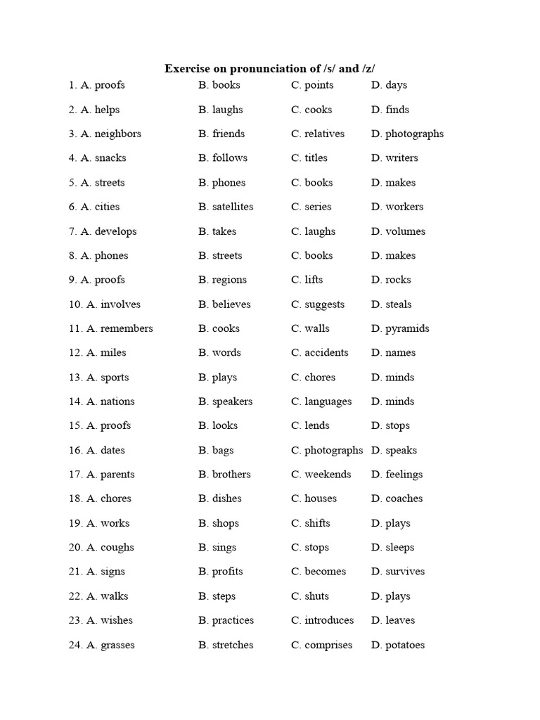 Exercise On Pronunciation of | PDF | Language Arts & Discipline | Home ...