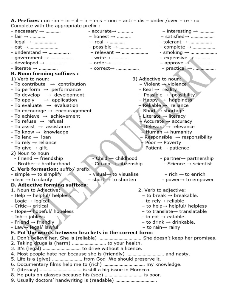 Prefix 2 | PDF | Noun | Adjective