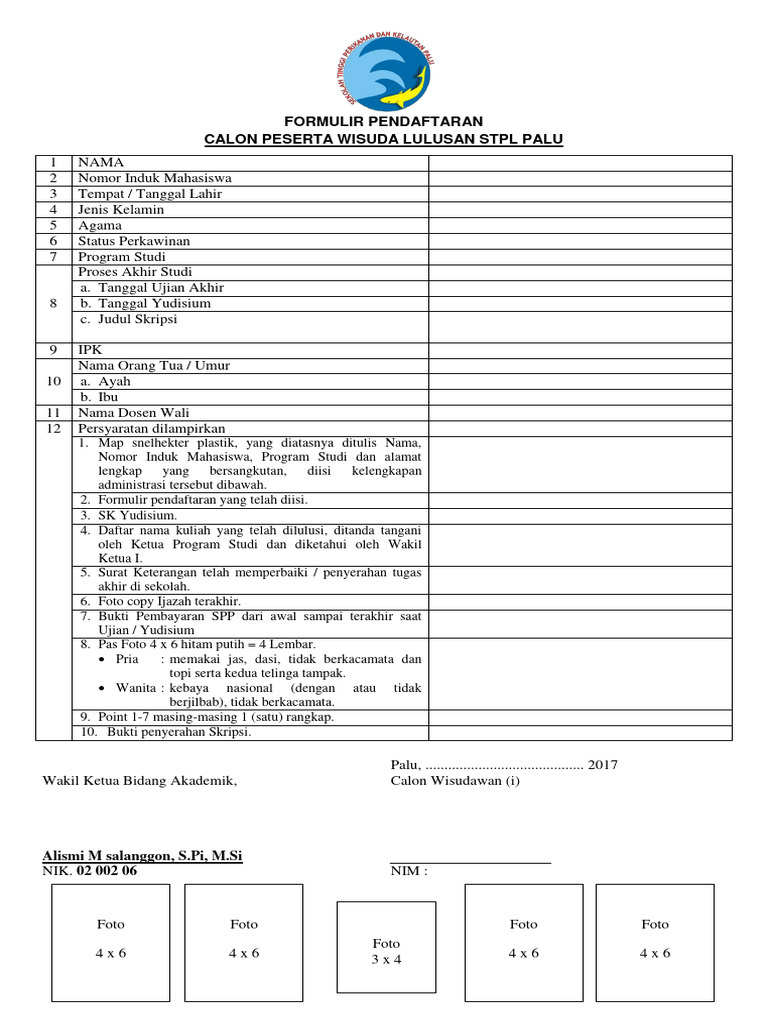 Form Calon Wisudawan 1 | PDF