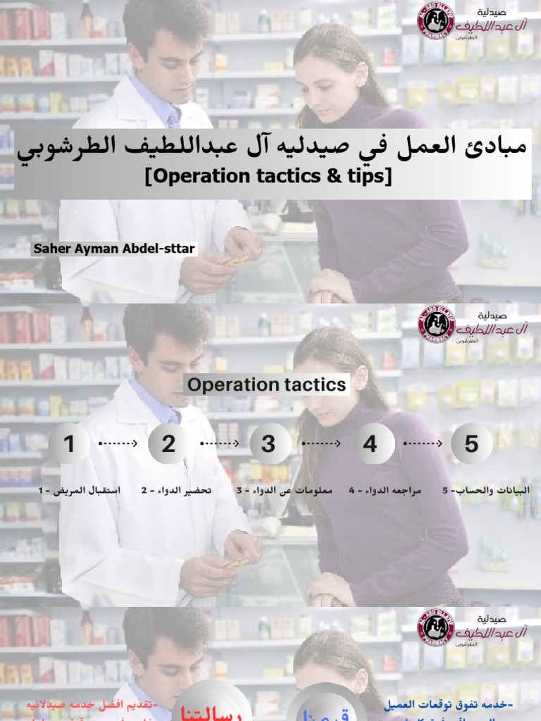 مباديء العمل في صيدليه ال عبداللطيف الطرشوبي- Saher Ayman Abdelsttar | PDF