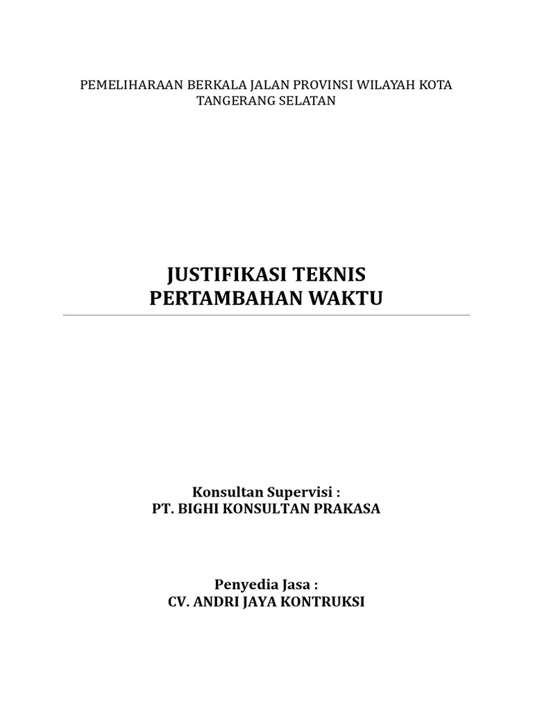 Justifikasi Teknis Pemeliharaan Jalan Tangerang | PDF | Teknologi ...