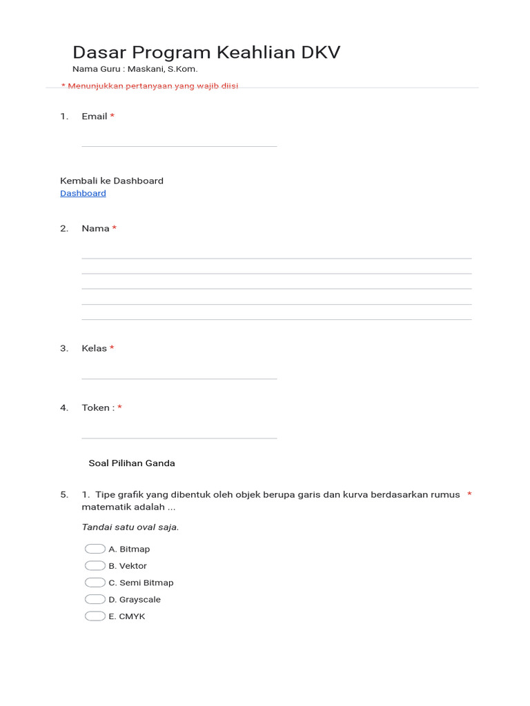 Dasprog (DKV) - Google Formulir | PDF