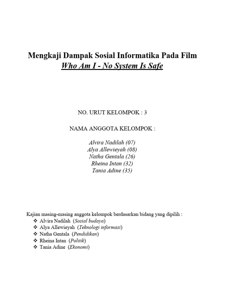 Dampak Sosial Film "Who Am I" | PDF