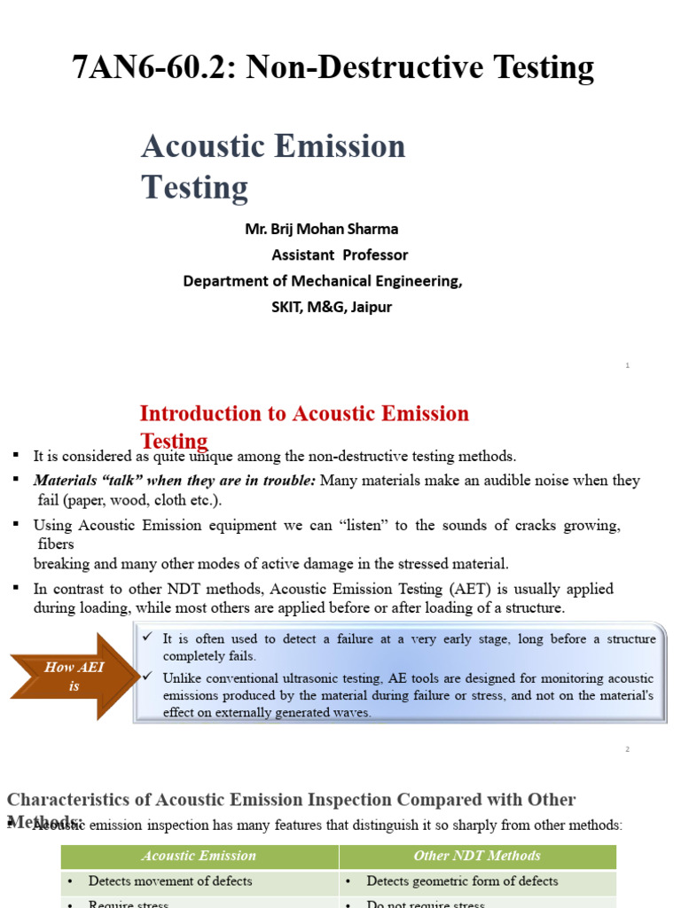 Overview of Acoustic Emission Testing | PDF | Waves | Fracture