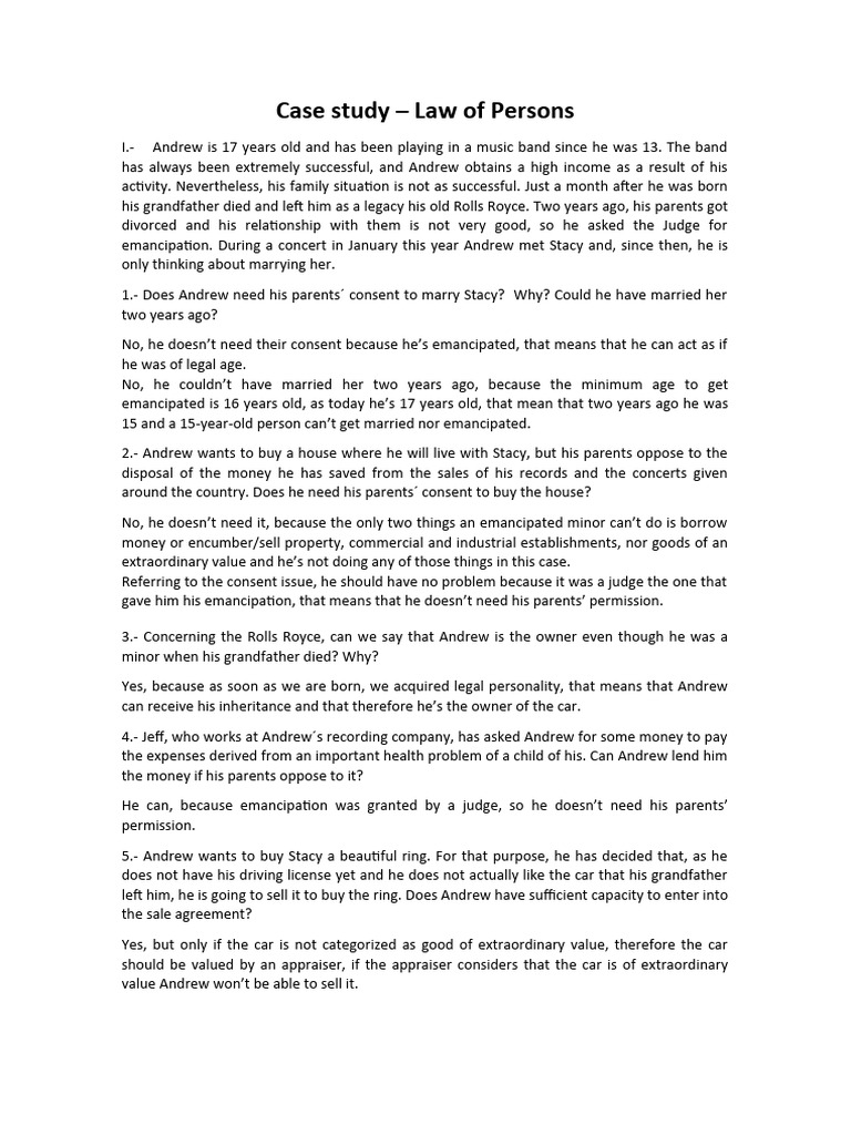 Case Study - Law of Persons | PDF | Justice | Crime & Violence