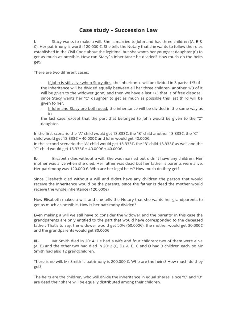 Inheritance Division Scenarios Explained | PDF | Inheritance | Kinship ...