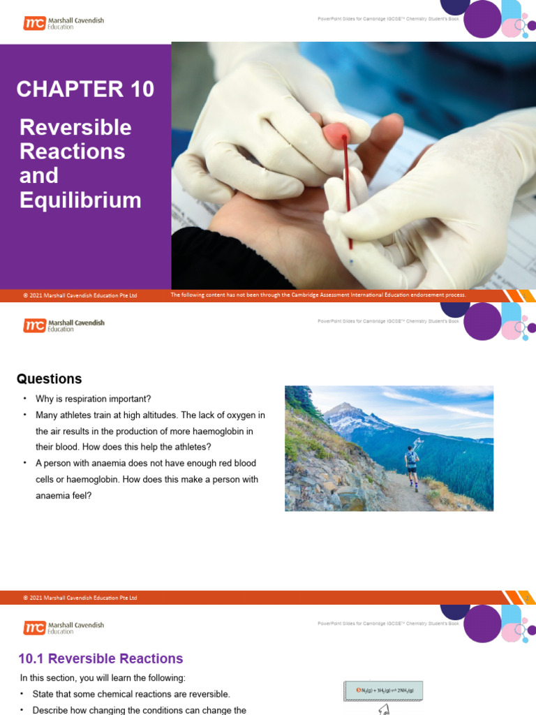 Mce Igcse Chemistry Ppt C10 Pdf Chemical Equilibrium Chemical