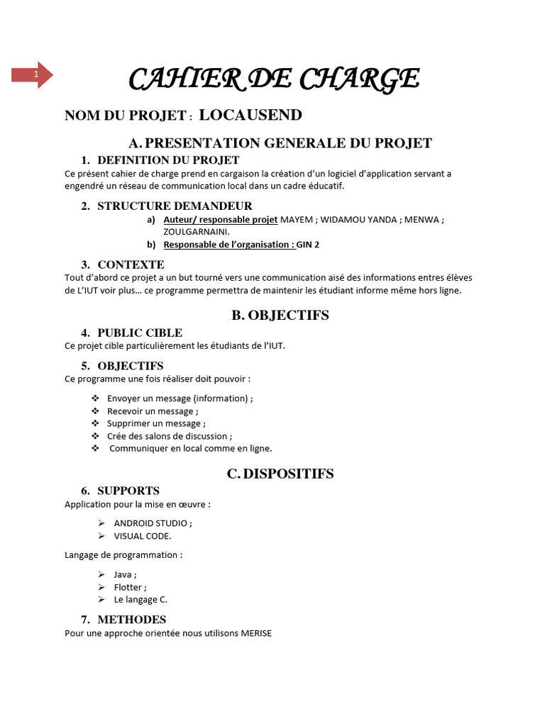 Cahier de Charge | PDF