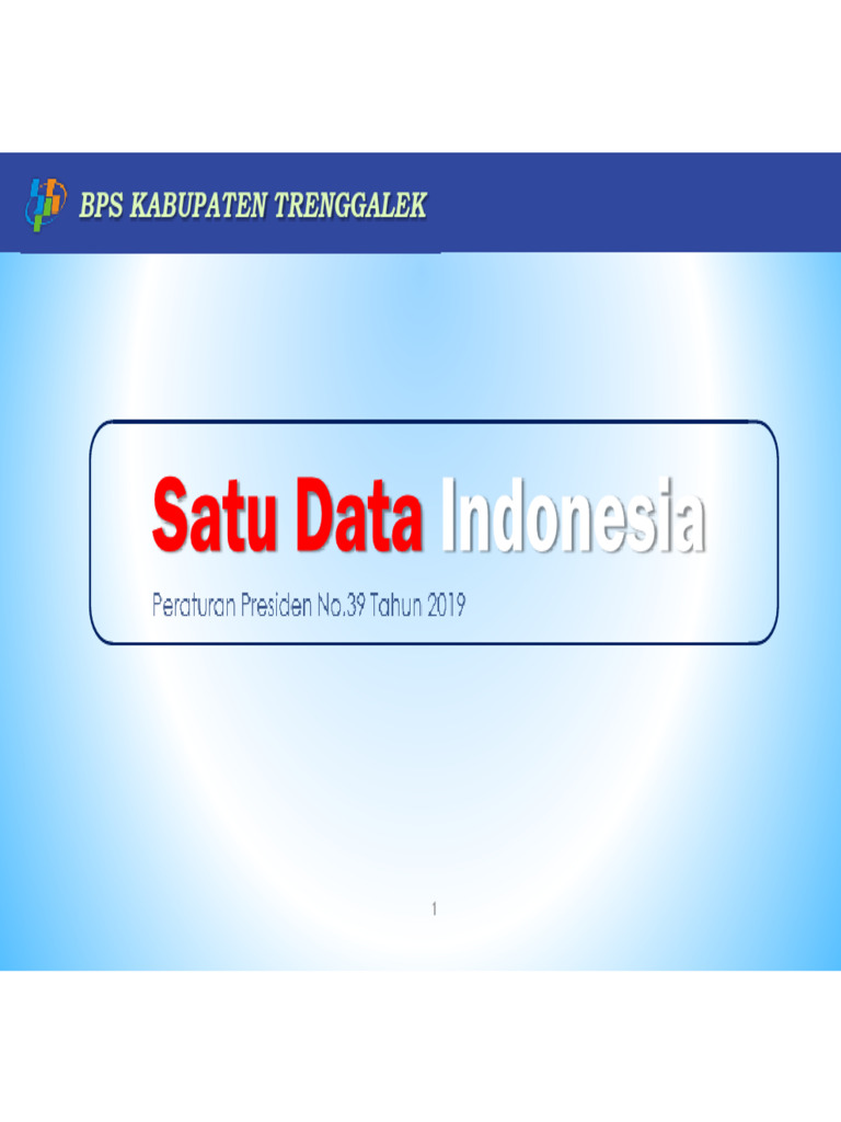 Kebijakan Satu Data Indonesia 2019 | PDF