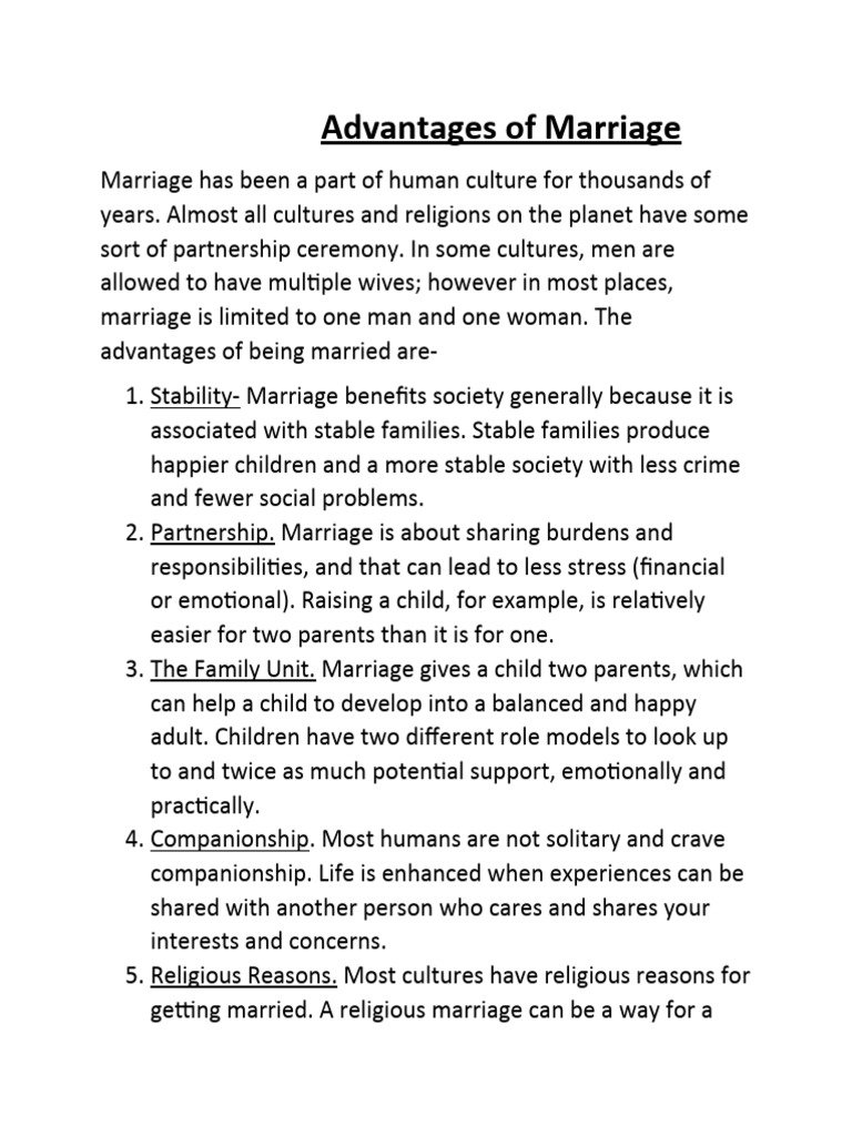Advantages of Marriage | PDF | Marriage | Interpersonal Relationships