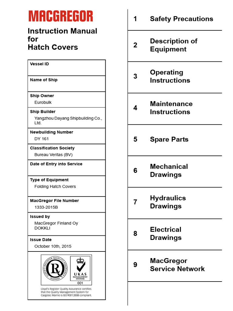 17.hatch Covers | PDF | Safety | Pump