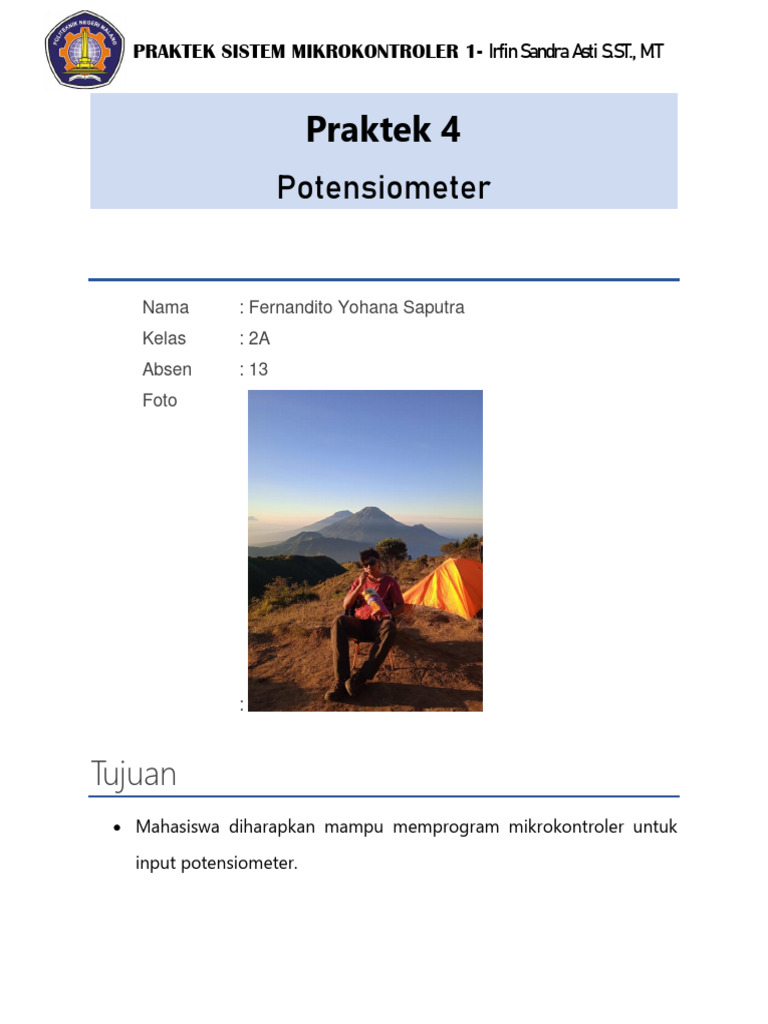 Jobsheet 5 - Potensiometer | PDF