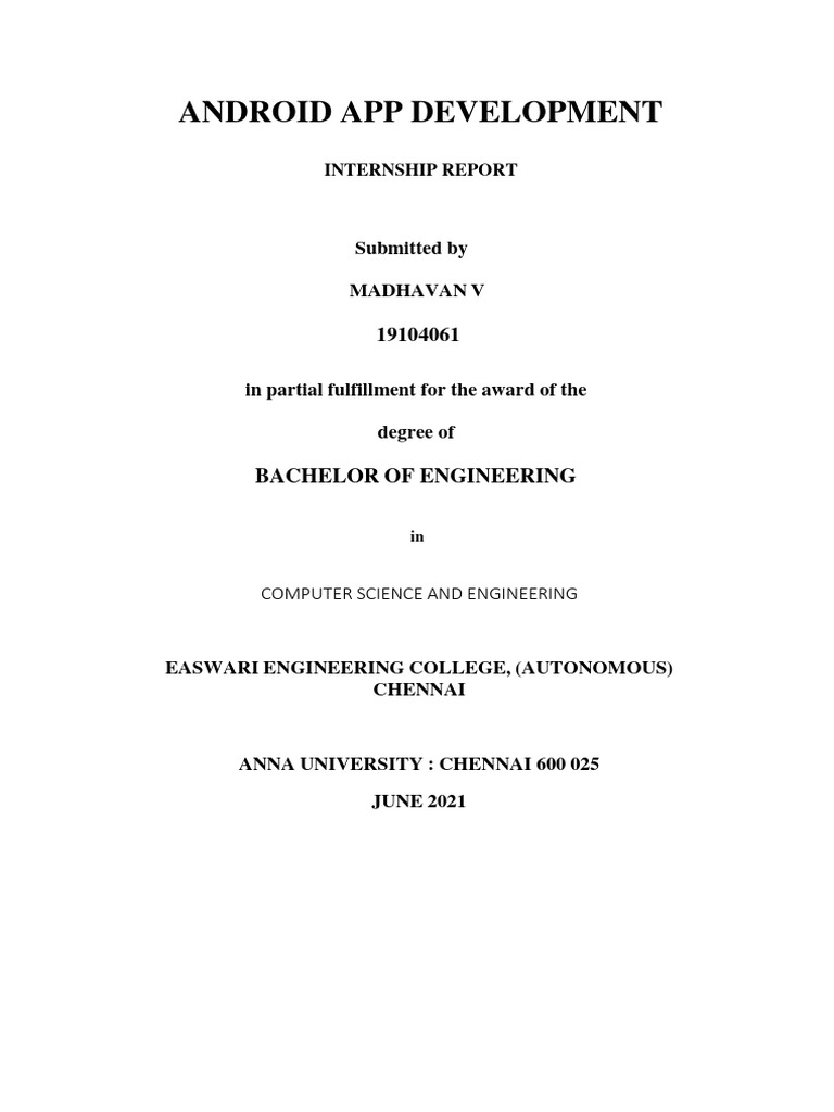Android App Development Internship Report | PDF | Calculator | Android (Operating System)