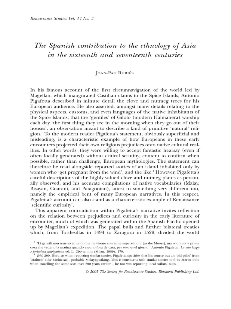 Renaissance Studies - 2003 - Rubi S - The Spanish Contribution To The ...