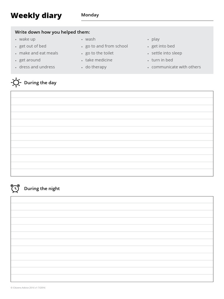 Weekly Diary Sample | PDF