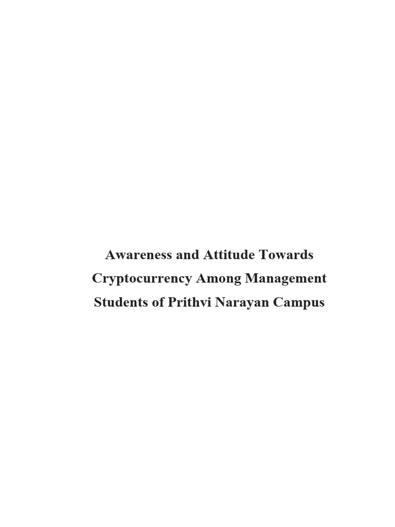 Study On Awareness and Attitude Towards Cryptocurrency Among Management Students of PNC | PDF ...
