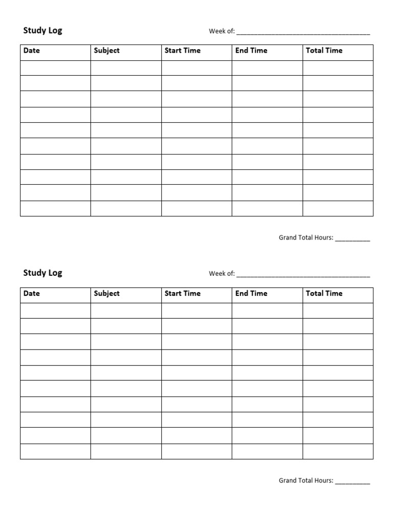 Study Log PDF