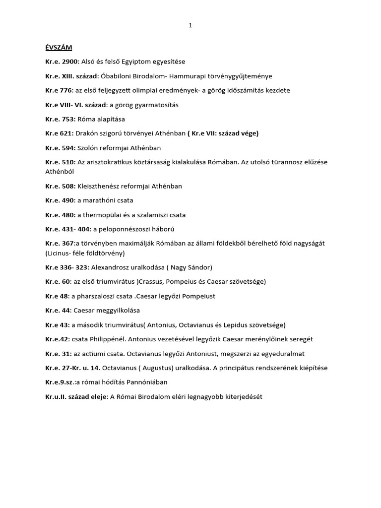 Történelem 1. Fejezet 2023 | PDF