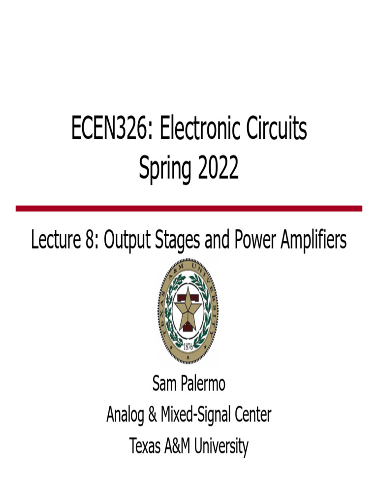Lecture08 Ee326 Output Stages | PDF | Amplifier | Bipolar Junction ...
