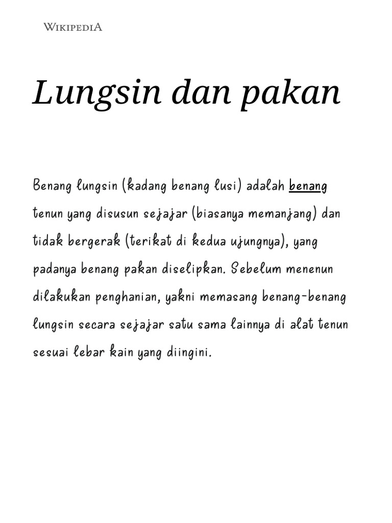 Lungsin Dan Pakan - Wikipedia Bahasa Indonesia, Ensiklopedia Bebas | PDF