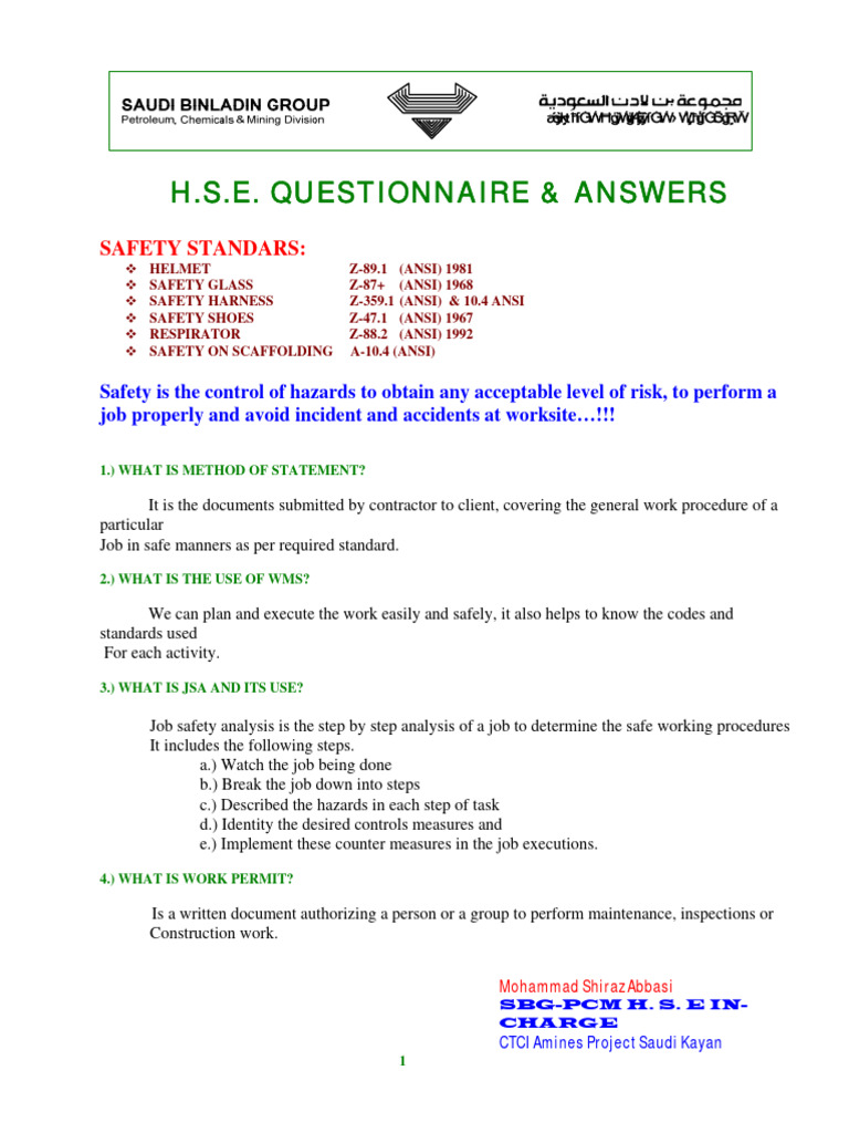 Safety Questions and Answers | PDF | Fires | Scaffolding